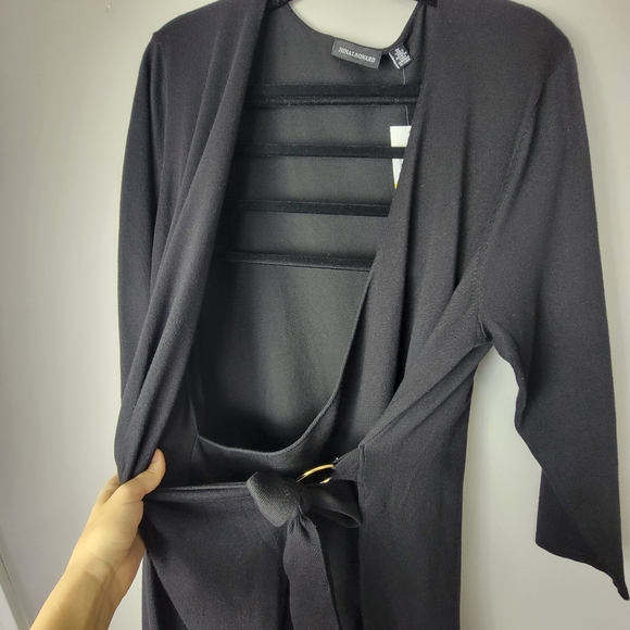 Nina Leonard | Dresses | Nina Leonard Womens Wrap Black Knit Dress Long ...